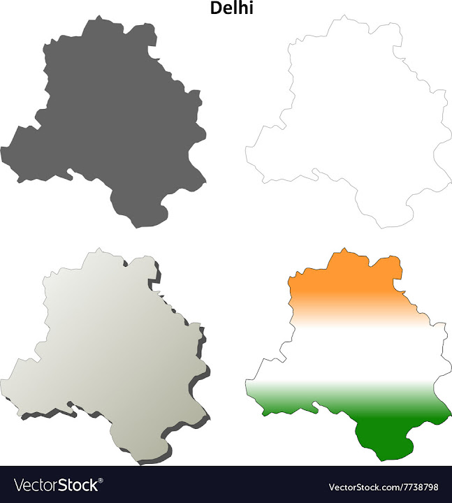Free: Delhi blank detailed outline map set vector image - nohat.cc