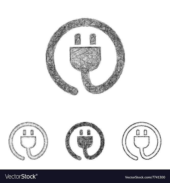 Free: Plug icon set - sketch line art vector image - nohat.cc