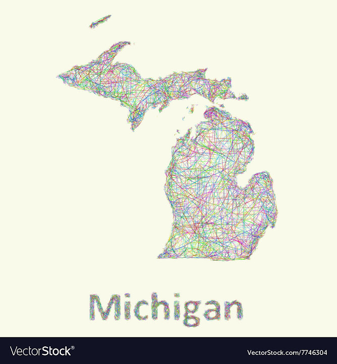 Free: Michigan line art map vector image - nohat.cc