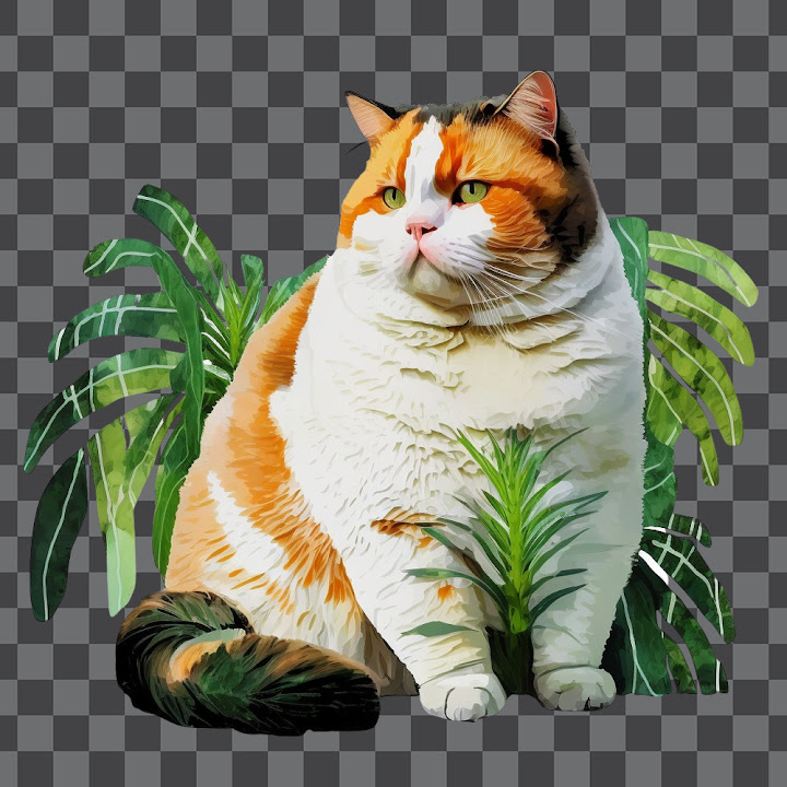 Free: Tropicalpunk fat cat - PNG transparent - nohat.cc