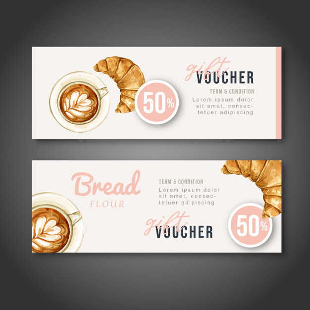 Free: Bakery gift voucher template. bread and bun collection. home made ...