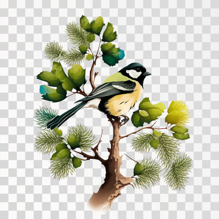 Free: Bird on tree PNG transparent - nohat.cc