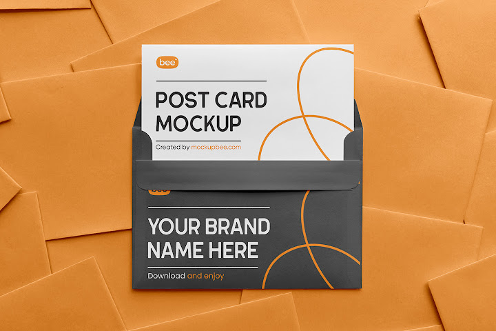 Free: Free Post Card in Envelope Mockup - nohat.cc